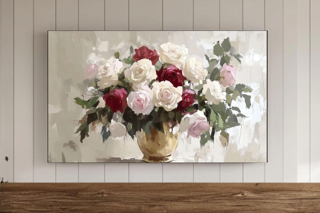 Impressionist-style Floral Frame TV Wall Art Print, Valentines Day ...