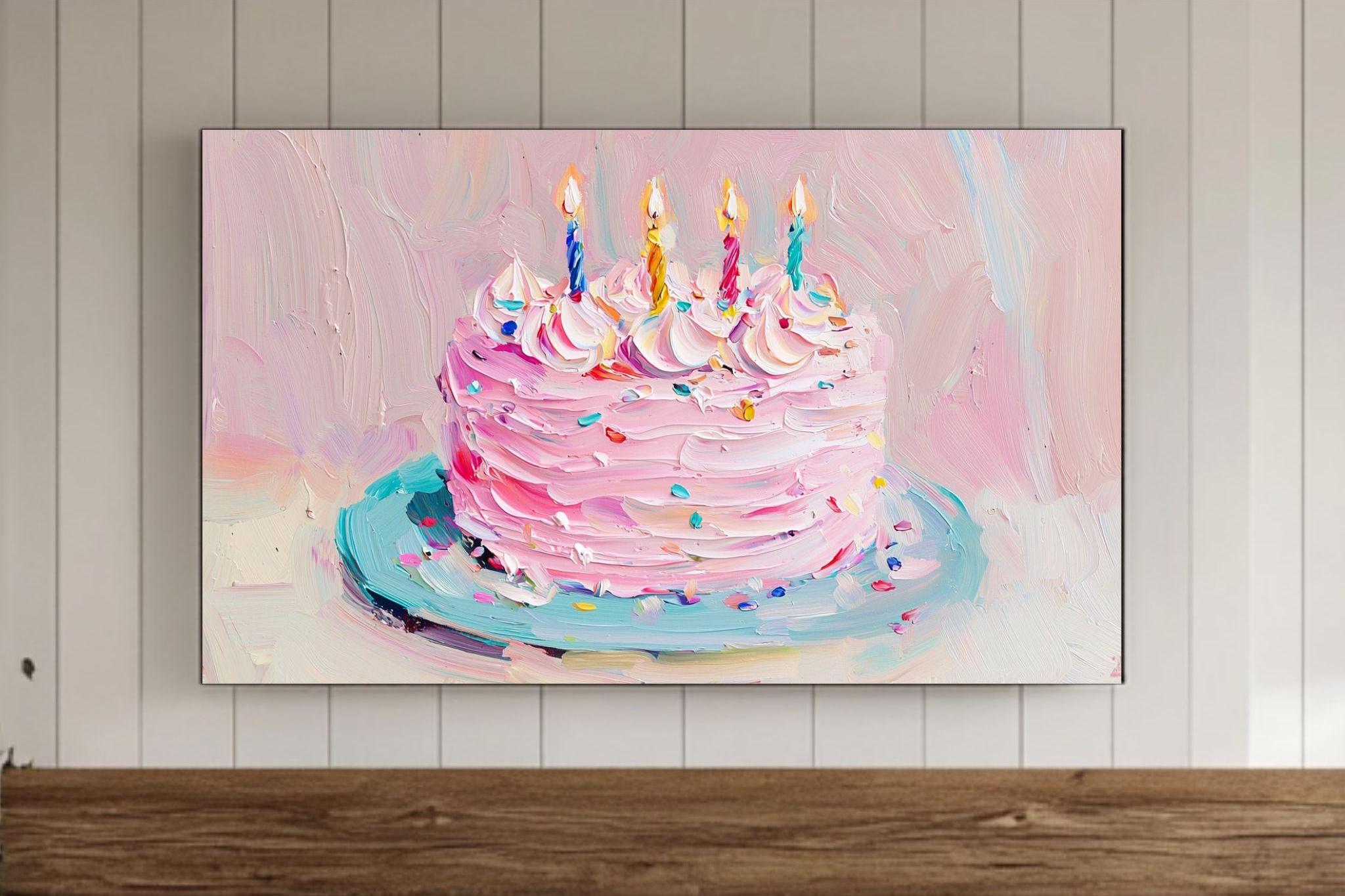 Colorful Birthday Cake Frame Tv Wall Art, Birthday Samsung Wallpaper ...