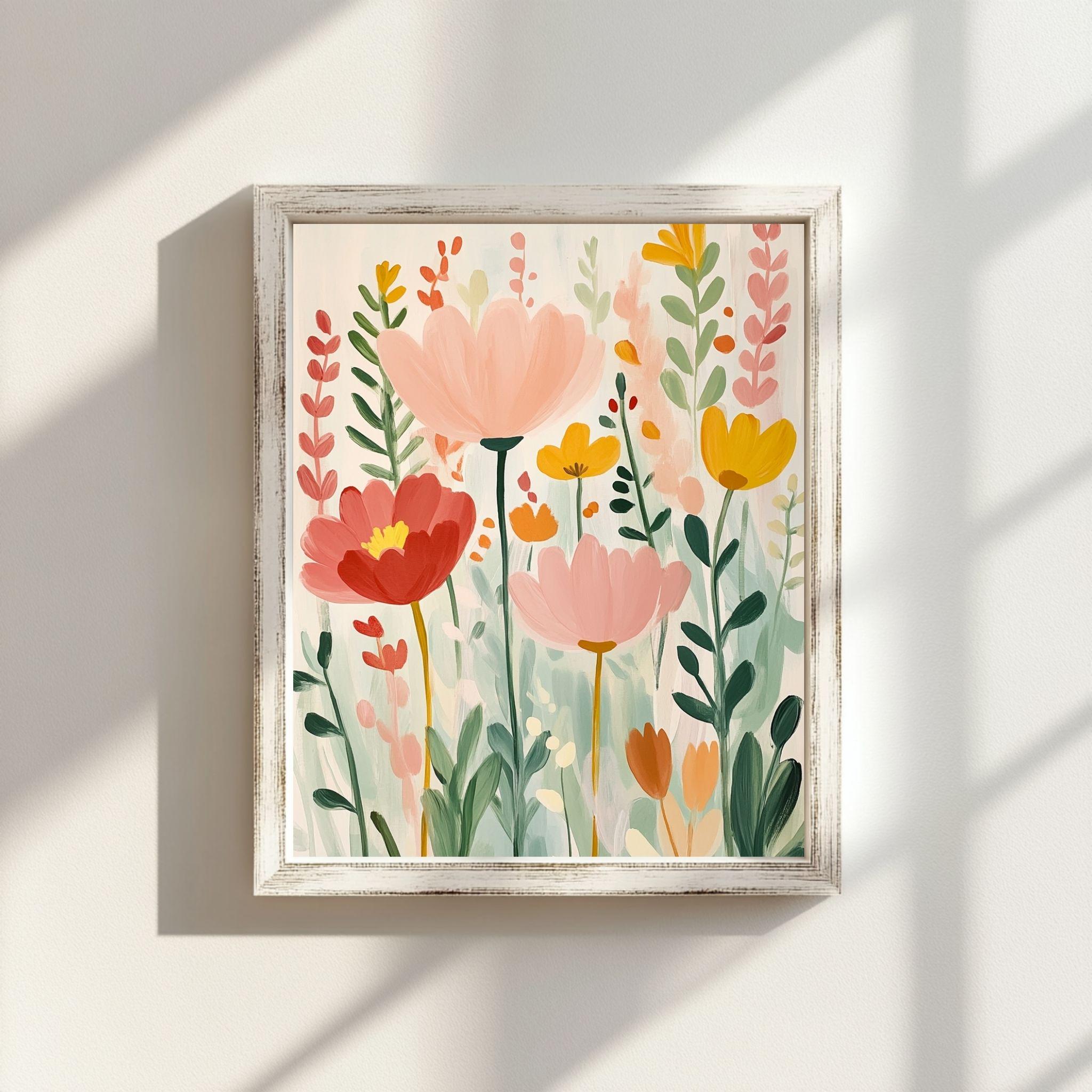 Bright Abstract Flower Botanical Wall Art, Spring Floral Printable ...