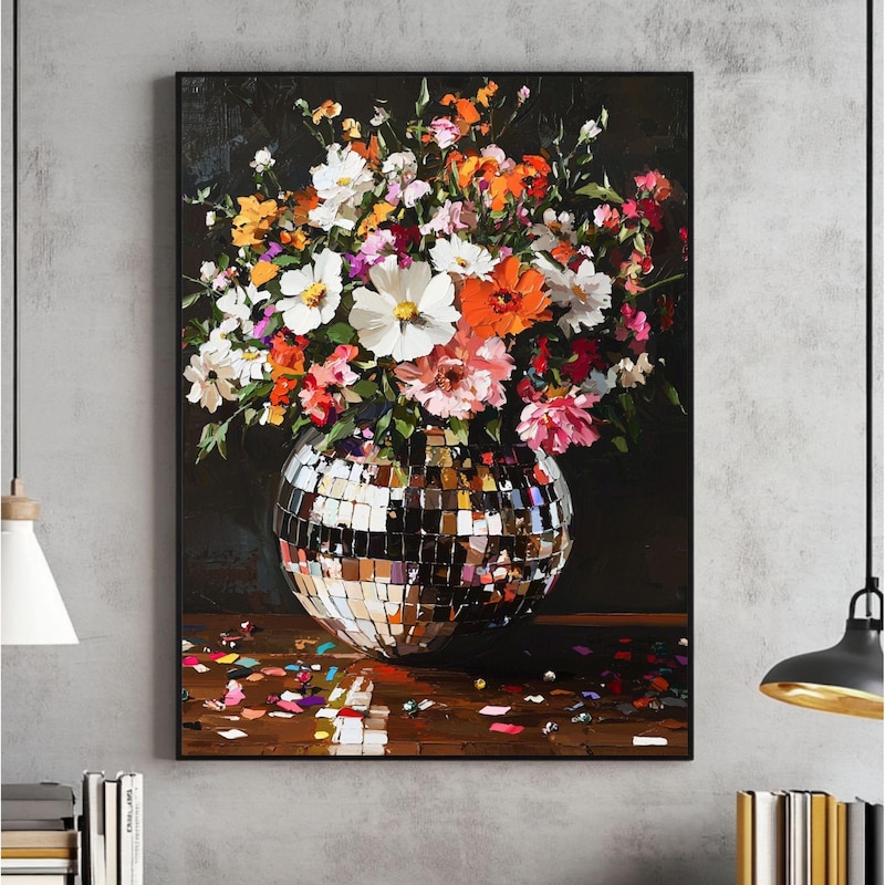 Disco Ball Flower Poster - Etsy UK
