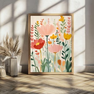 Bright Abstract Flower Botanical Wall Art, Spring Floral Printable ...