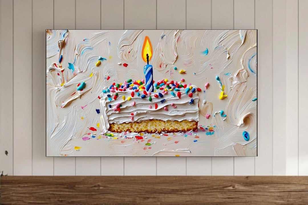 Birthday Cake Theme Frame TV Wall Art, Birthday Cake Celebration ...