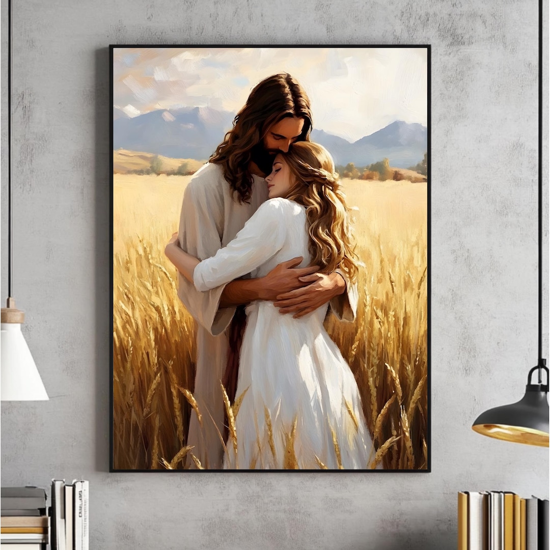 Jesus Hugging Girl Digital Wall Art, Healing Embrace, Jesus and Woman ...