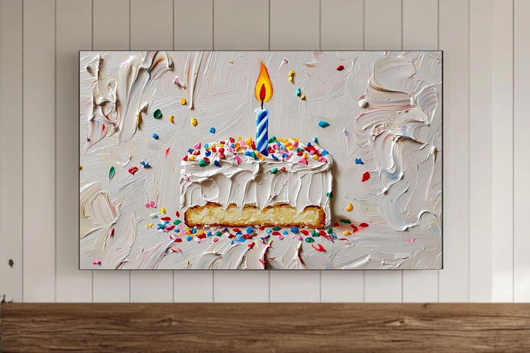 Birthday Cake Theme Frame TV Wall Art, Birthday Cake Celebration ...
