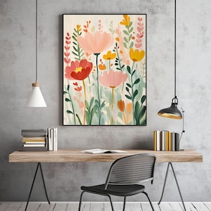 Bright Abstract Flower Botanical Wall Art, Spring Floral Printable ...