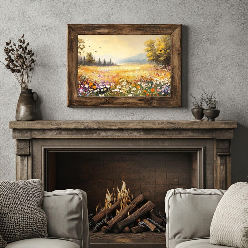Vintage Wildflower Field, Samsung Frame TV Art Spring, Flower Meadow ...