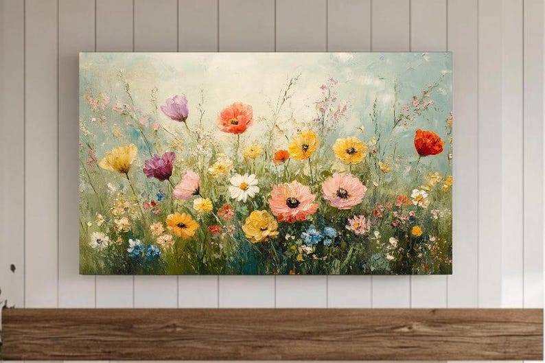 Flower Frame Tv Wall Art, Wildflowers Spring & Fall Floral Decor ...