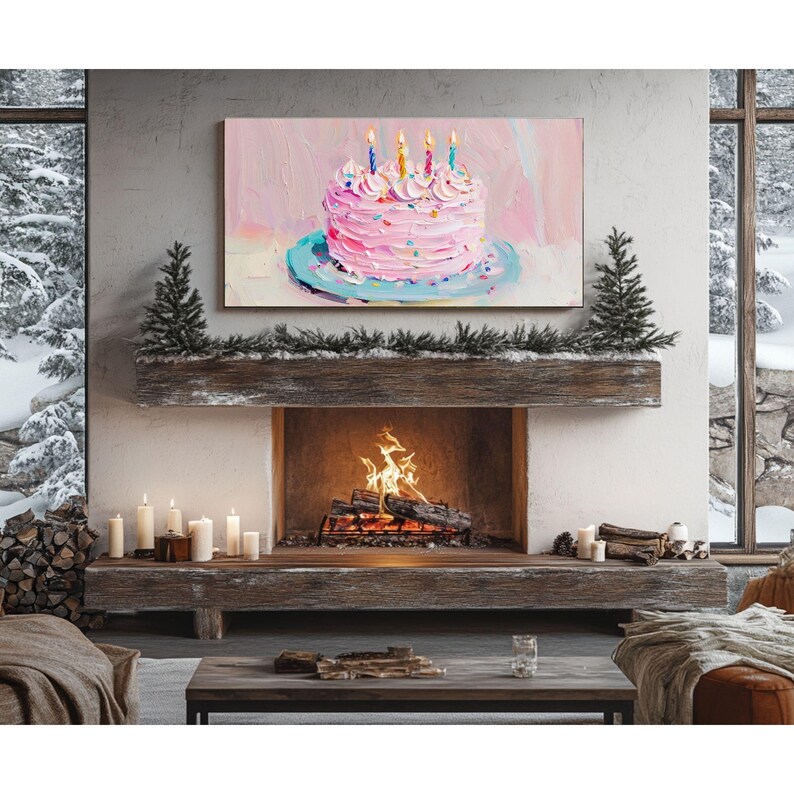 Colorful Birthday Cake Frame Tv Wall Art, Birthday Samsung Wallpaper ...