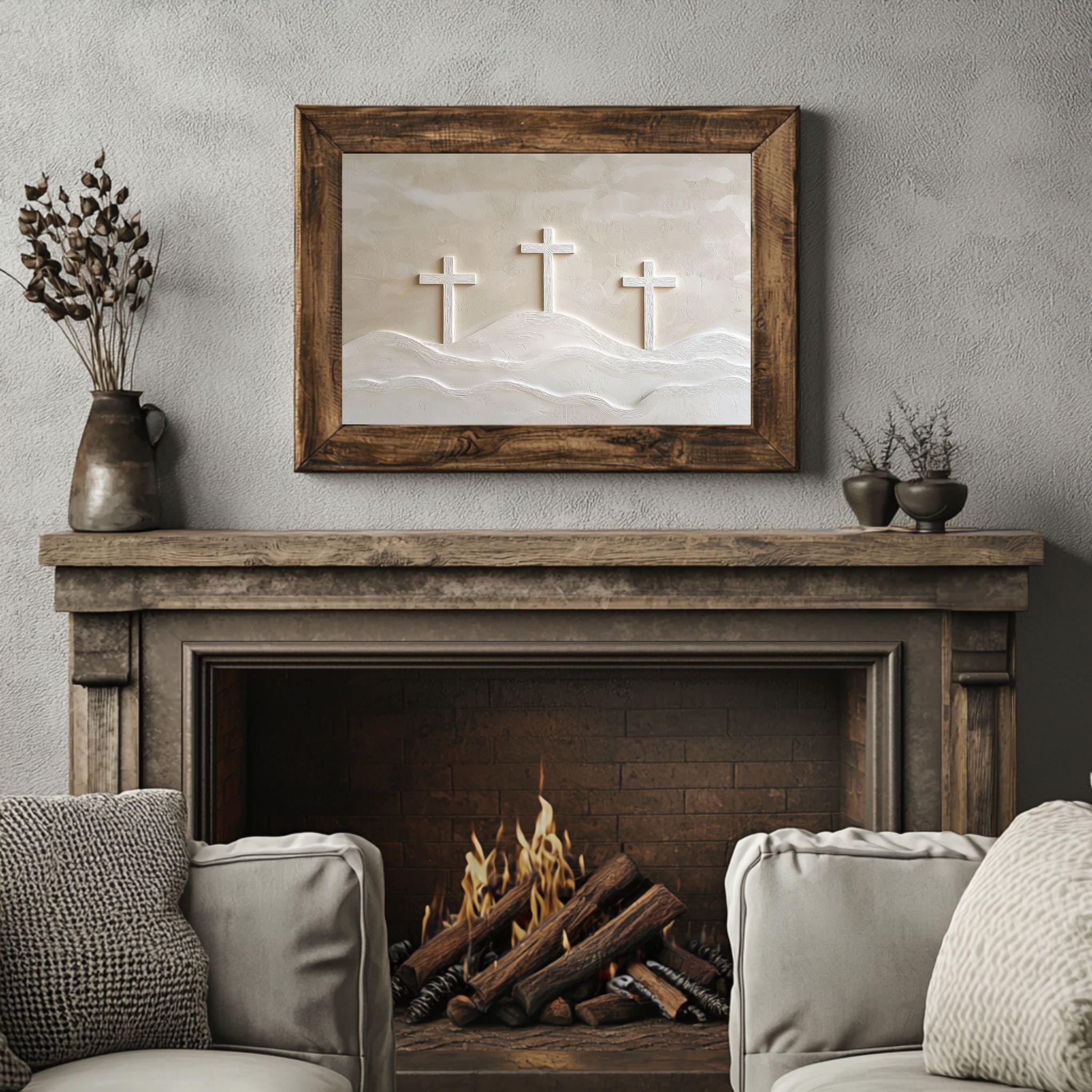 3D Modern Minimalist Painting of Golgotha Christian Cross He is Risen ...