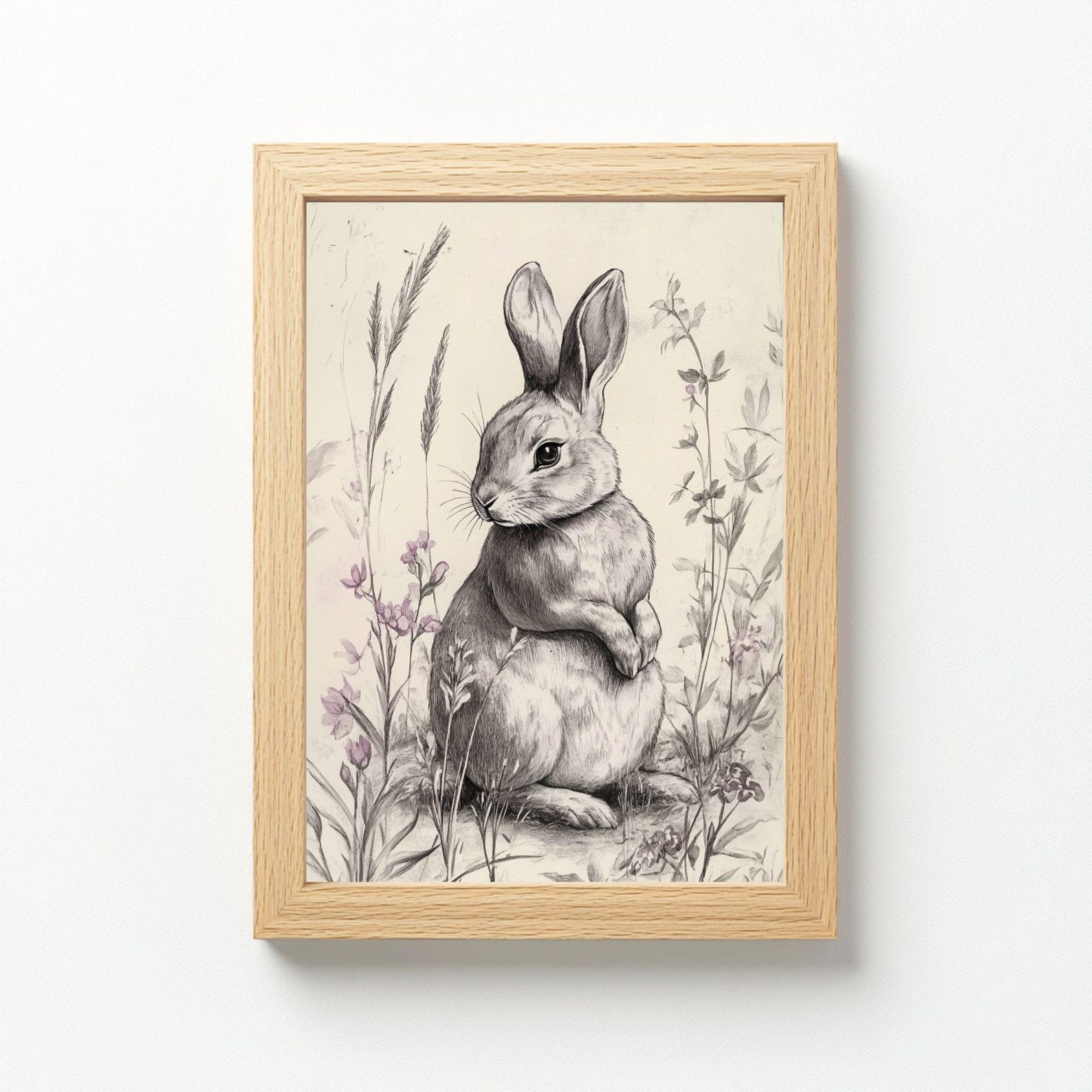 Easter Bunny Sketch Printable, Spring Farmhouse Wall Art, Vintage ...
