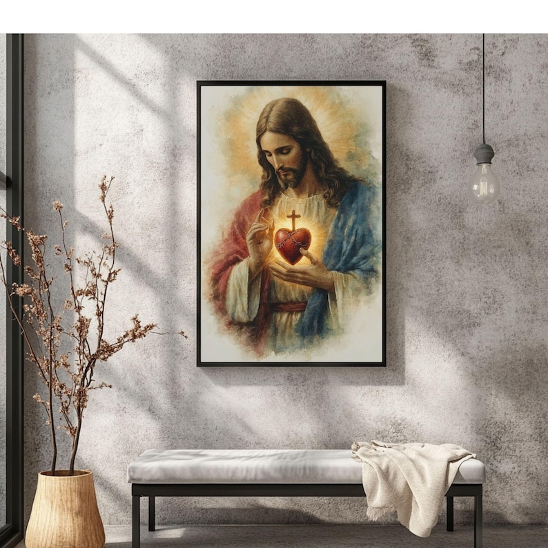 Sacred Heart of Jesus Christian Wall Art, Catholic Art, Modern ...