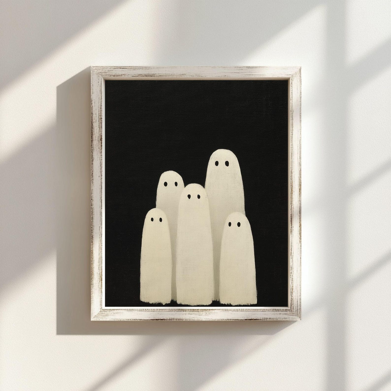 Cute Ghosts Halloween Wall Art, Vintage Spooky Decor Poster, Minimal ...