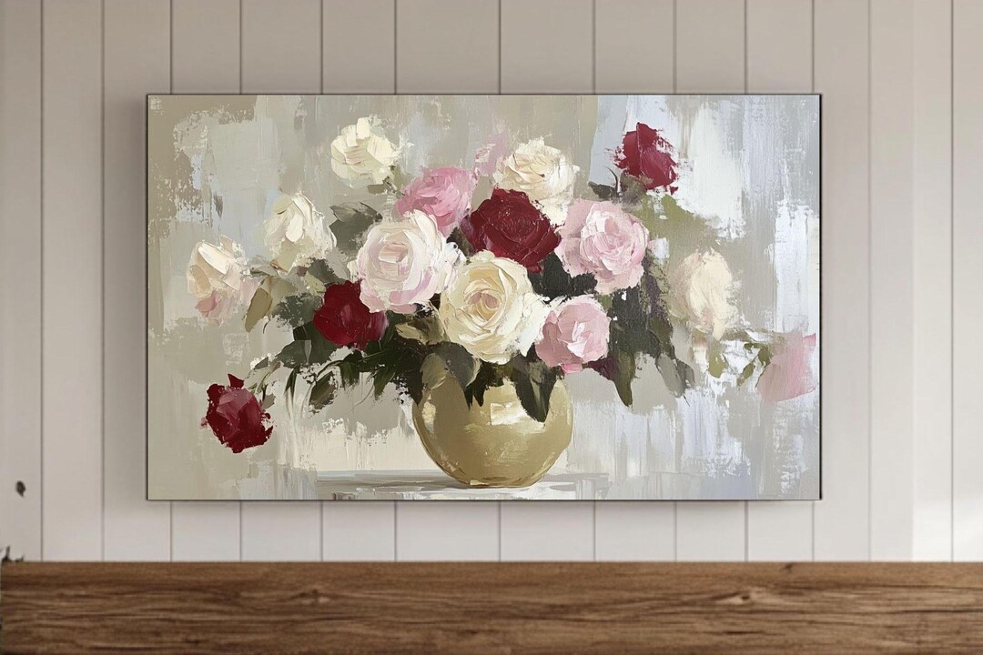 Impressionist-style Floral Frame TV Wall Art Print, Valentines Day ...