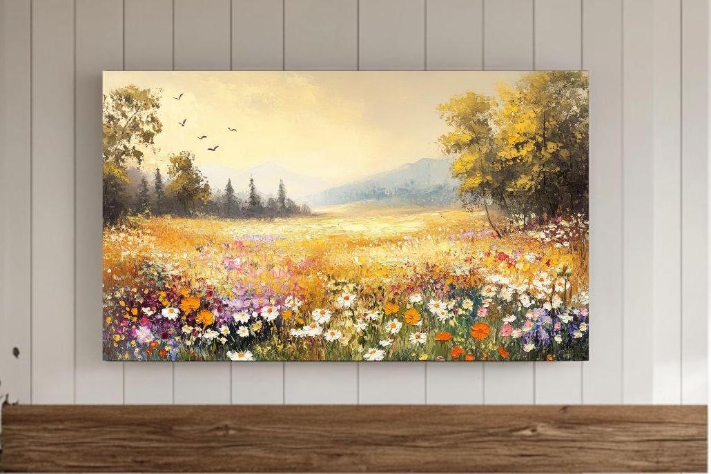 Vintage Wildflower Field, Samsung Frame TV Art Spring, Flower Meadow ...