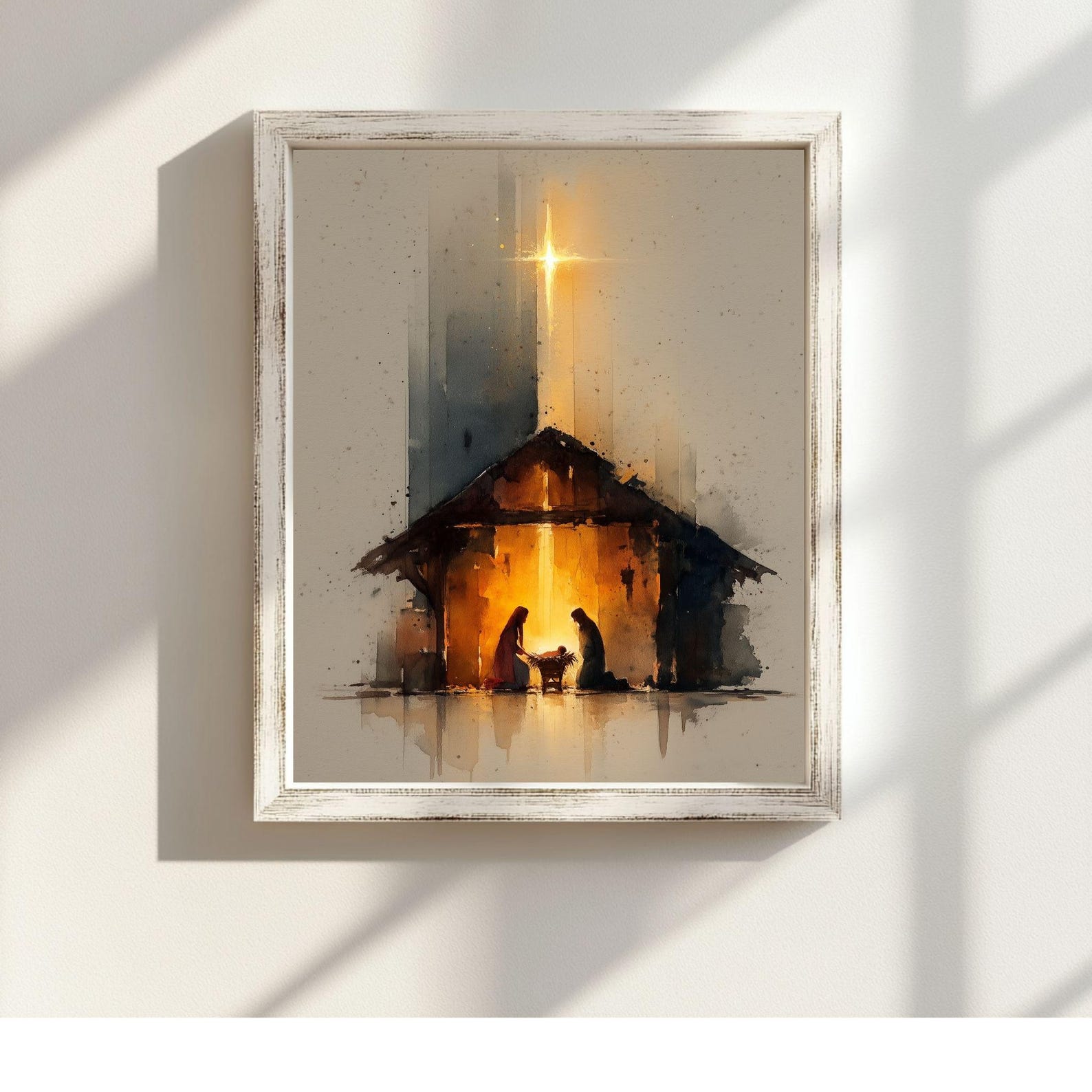 Nativity Scene Wall Art, Christmas Nativity Print, Christian Poster ...