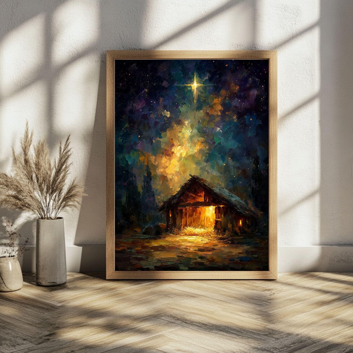 Christmas Manger Wall Art, Nativity Print, Christian Poster, Jesus ...