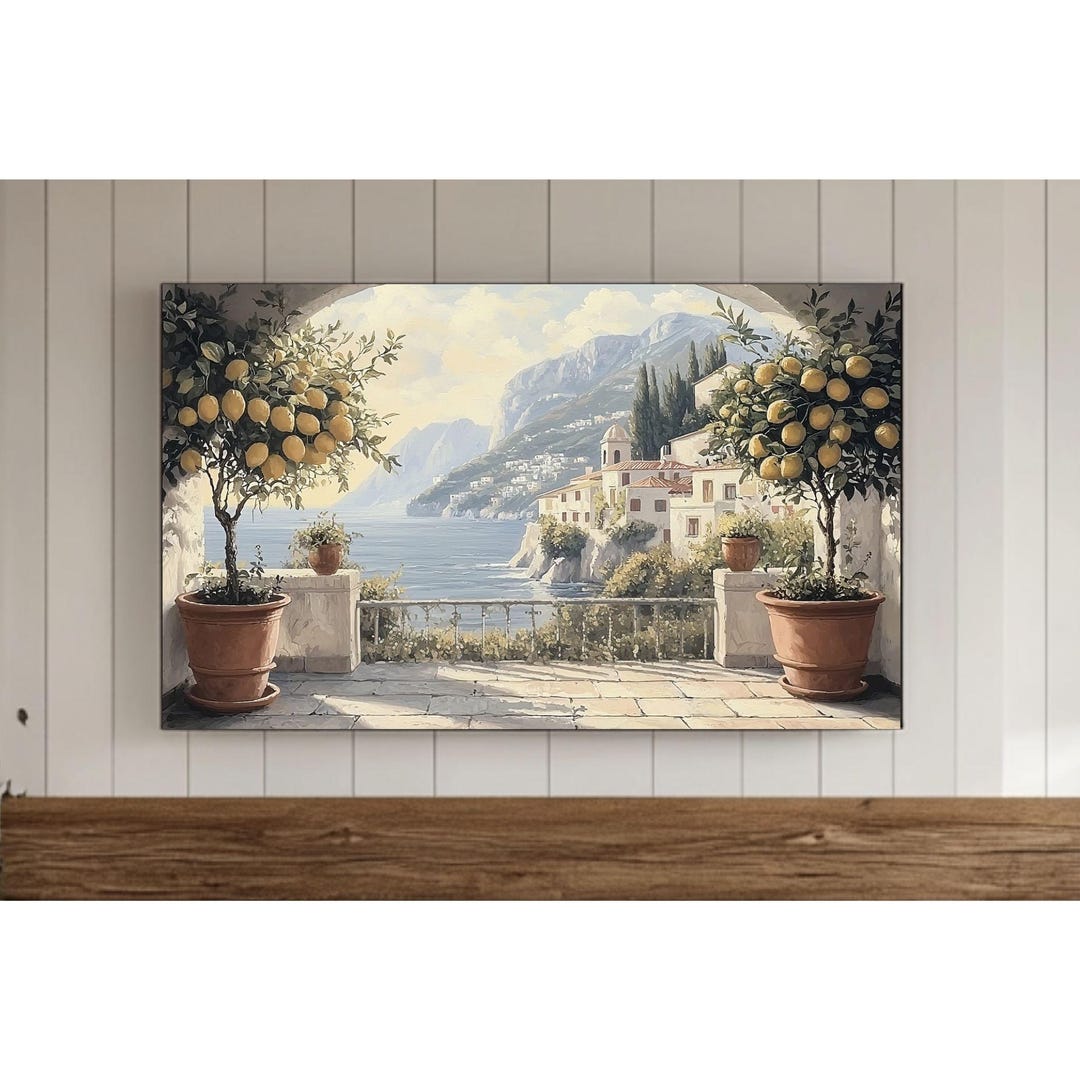 Summer Italian Terrace & Lemon Tree FRAME TV Art, Amalfi Coast Italy ...