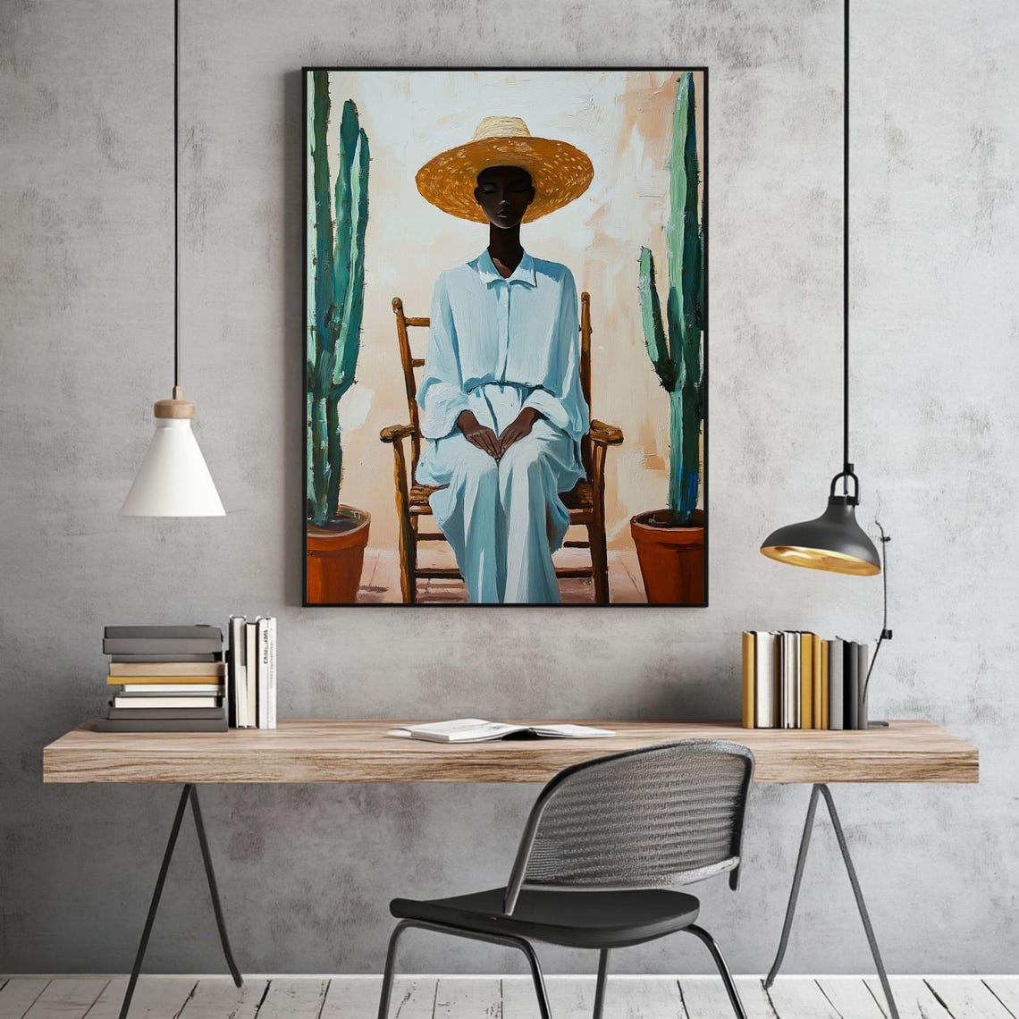 Minimalist African American Digital Art Print, Desert Illustration ...