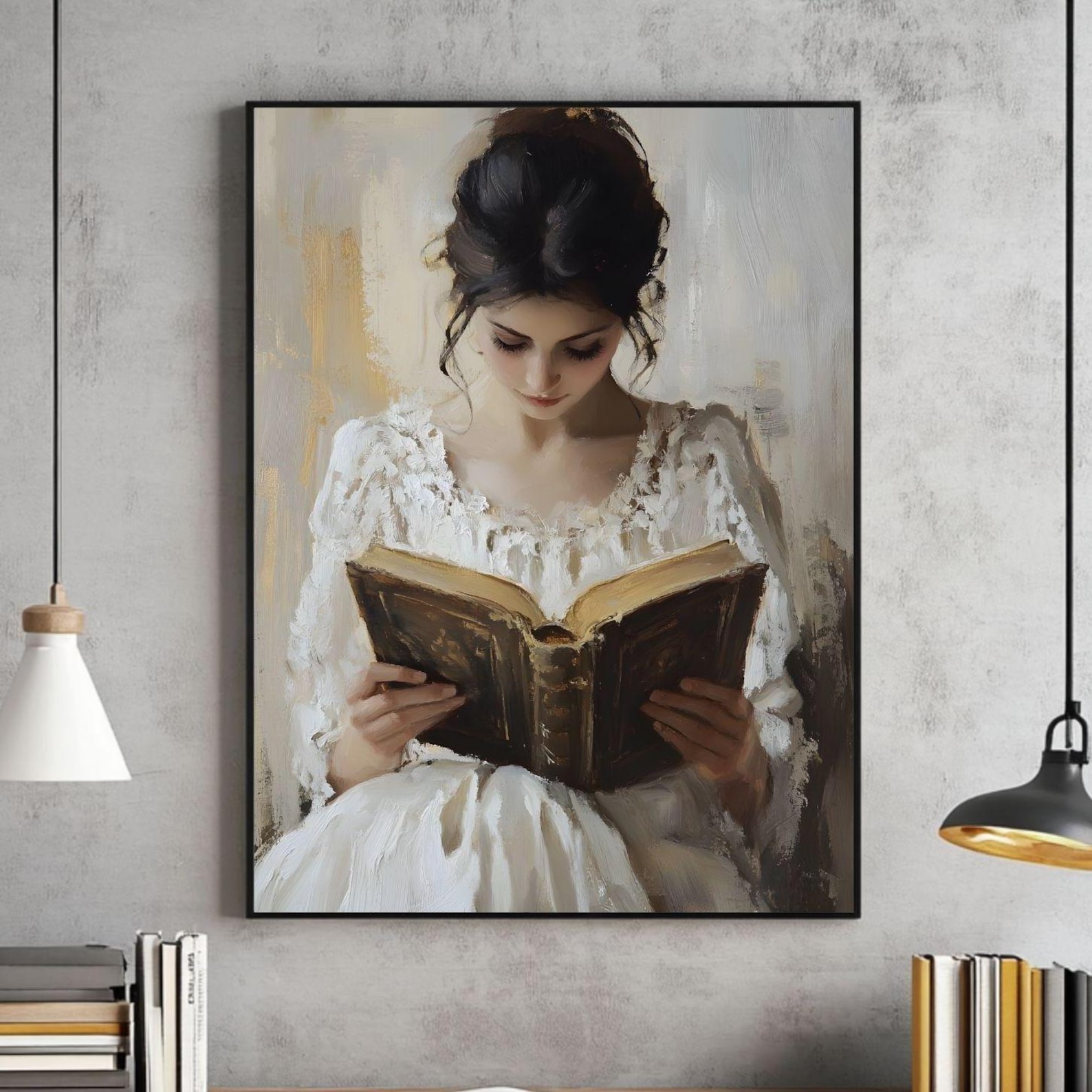 Vintage Bookish Woman Printable Wall Art, Light Academia Little Women ...