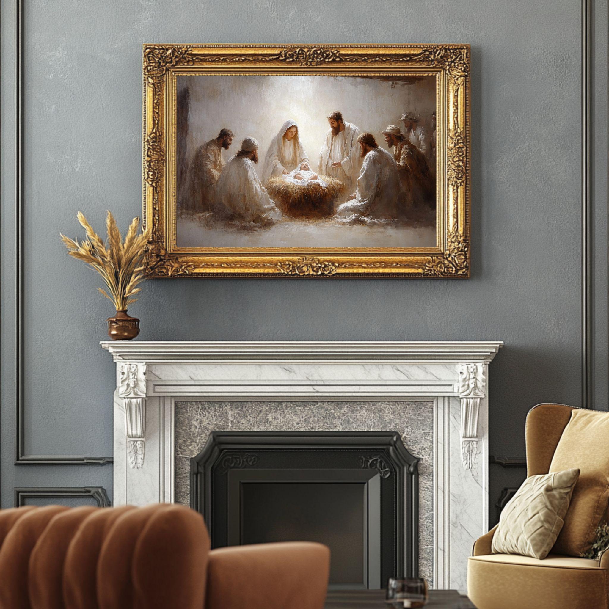 Christmas Nativity Art Scene Frame TV Wall Art, Christian Artwork for ...