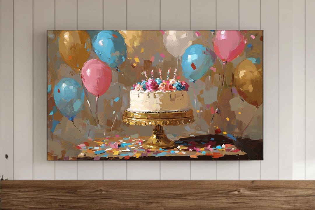 Vintage Happy Birthday Frame TV Wall Art, Birthday Samsung Screensaver ...