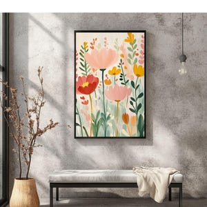 Bright Abstract Flower Botanical Wall Art, Spring Floral Printable ...