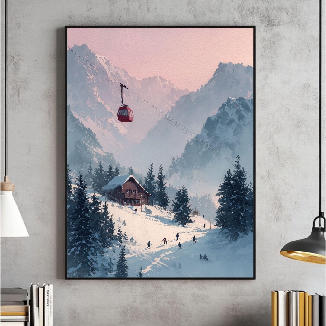 Vintage Ski Lift Wall Art, Retro Winter Sports Print, Après Ski Decor ...