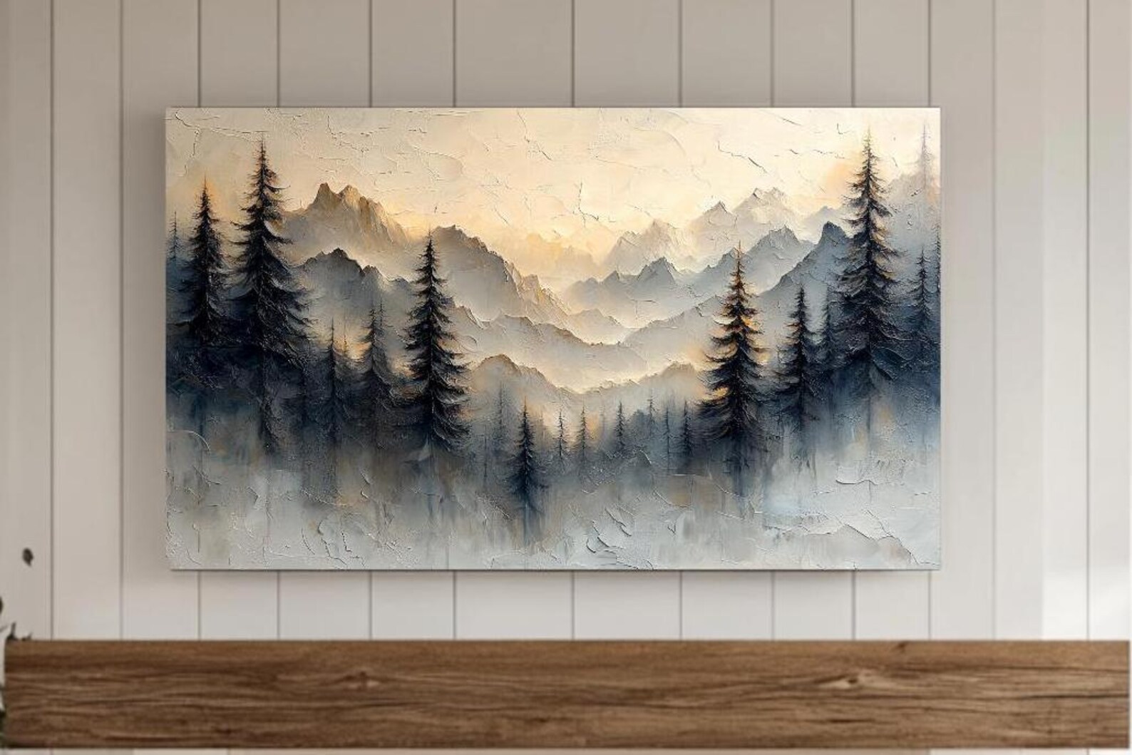 Winter Textured Abstract Trees Painting, Christmas Frame TV Art, Snow ...