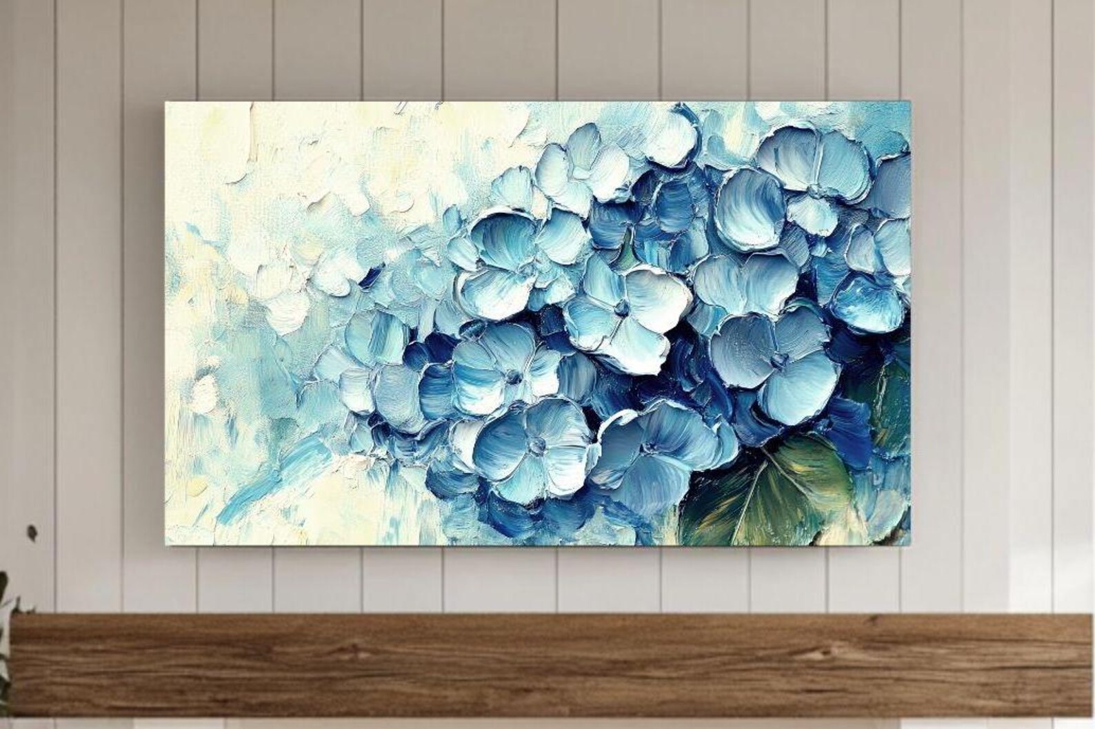 Blue Hydrangea Flower Frame TV Wall Art, Vintage Style Spring Floral ...