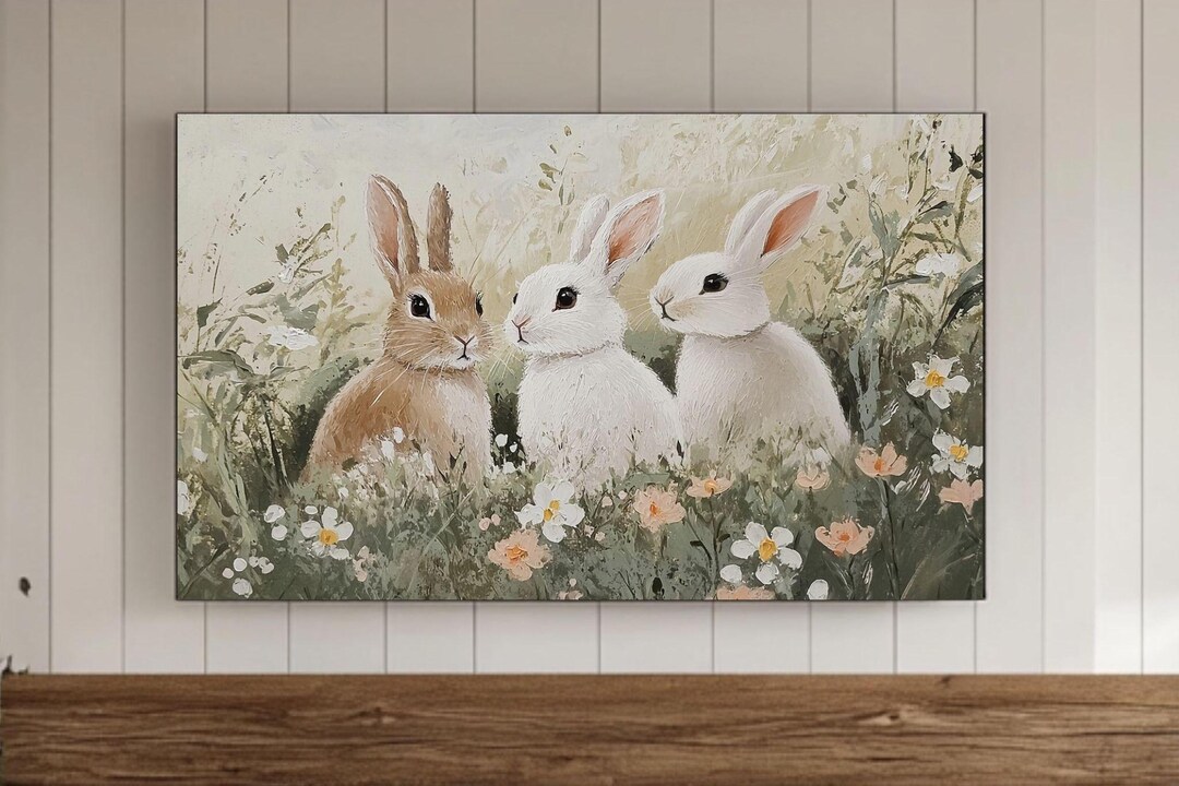 Easter Bunnies Painting Frame Tv Wall Art, Spring Samsung Screensaver ...
