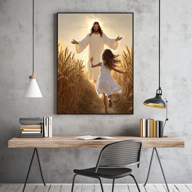 A Leap of Faith Wall Art, Christian Art, Jesus and Girl Art, Jesus ...