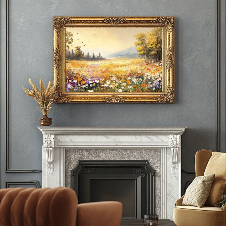 Vintage Wildflower Field, Samsung Frame TV Art Spring, Flower Meadow ...