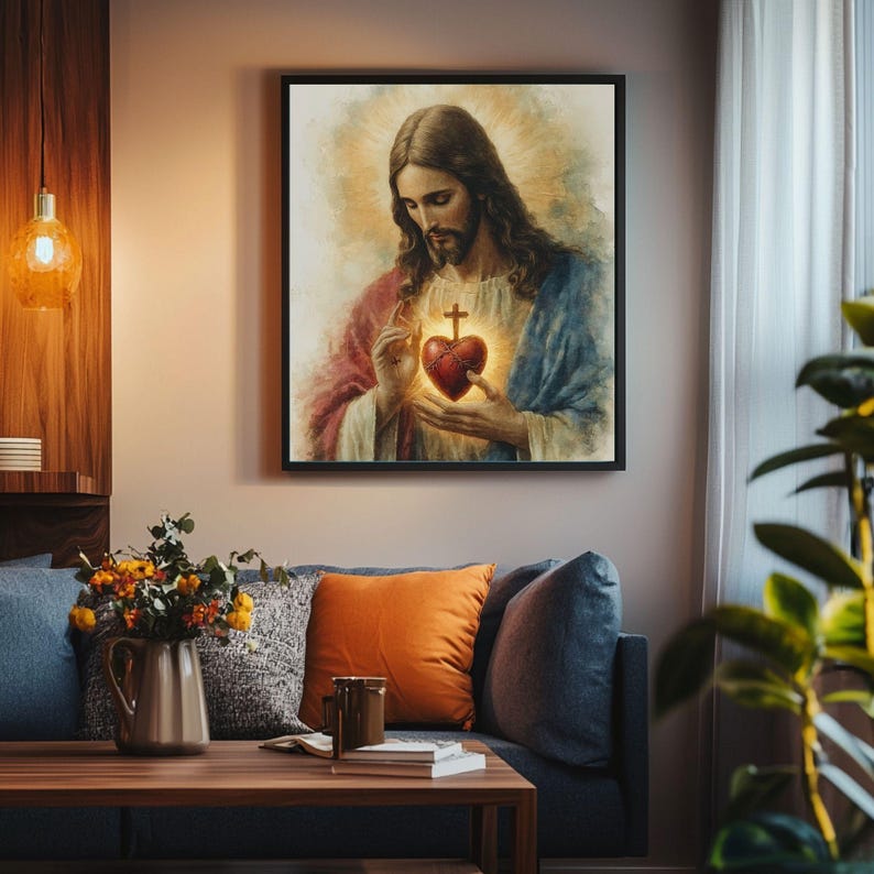 Sacred Heart of Jesus Christian Wall Art, Catholic Art, Modern ...