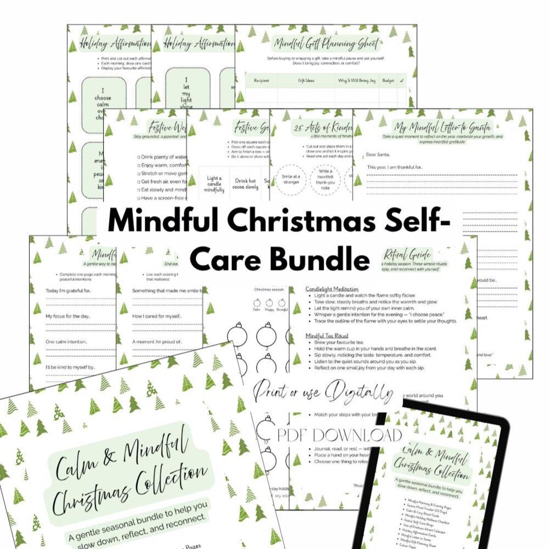 Mindful Christmas Self-care Bundle | Holiday Printables, Advent ...