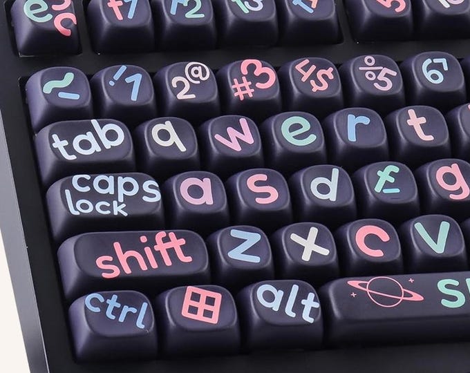 Loopy Space Text Keycap Set, MOA Profile Keycaps, Cute Font Keycaps ...