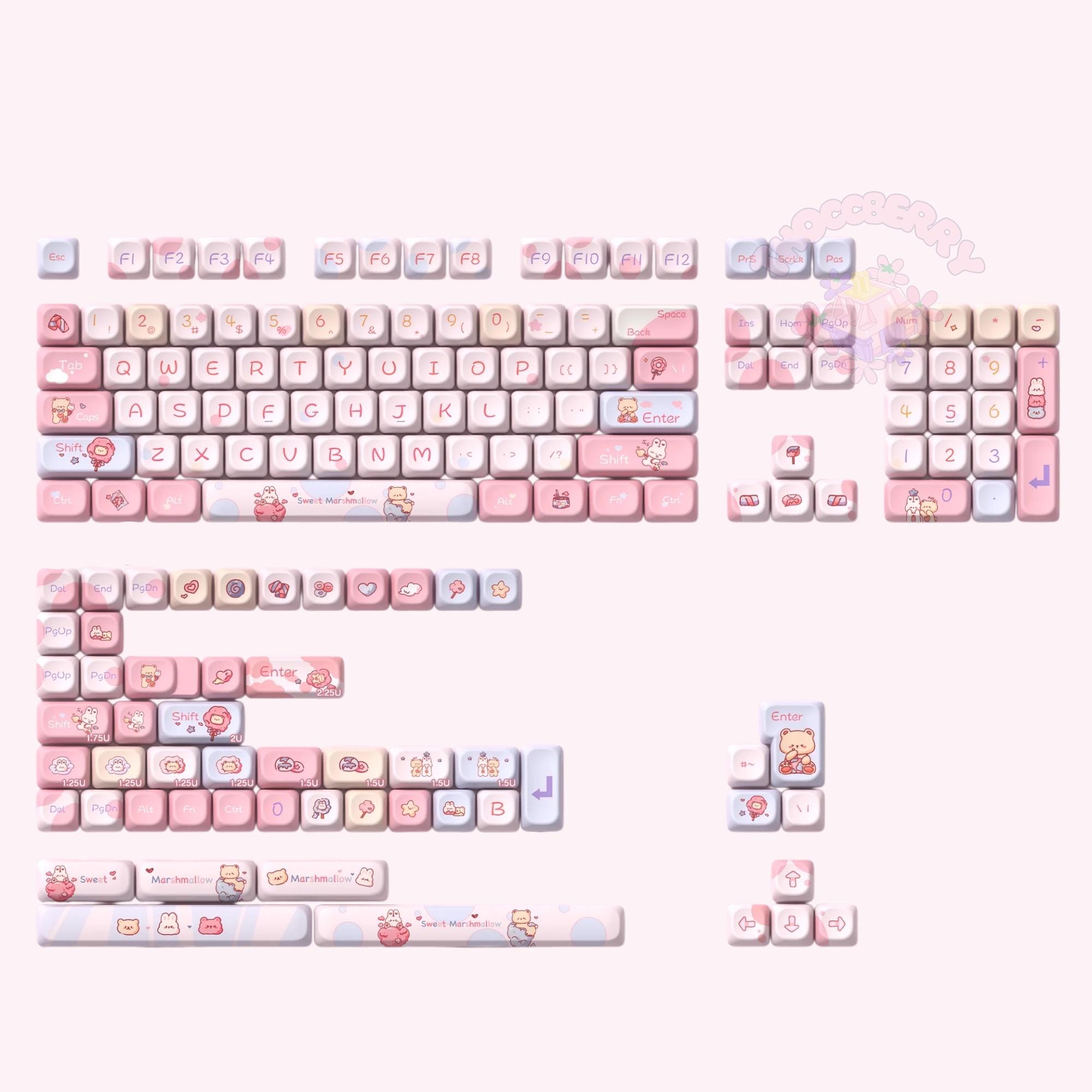 Marshmallow Cute Keycap Set, Cute Pink Girlie Keycaps, MOA Profile ...