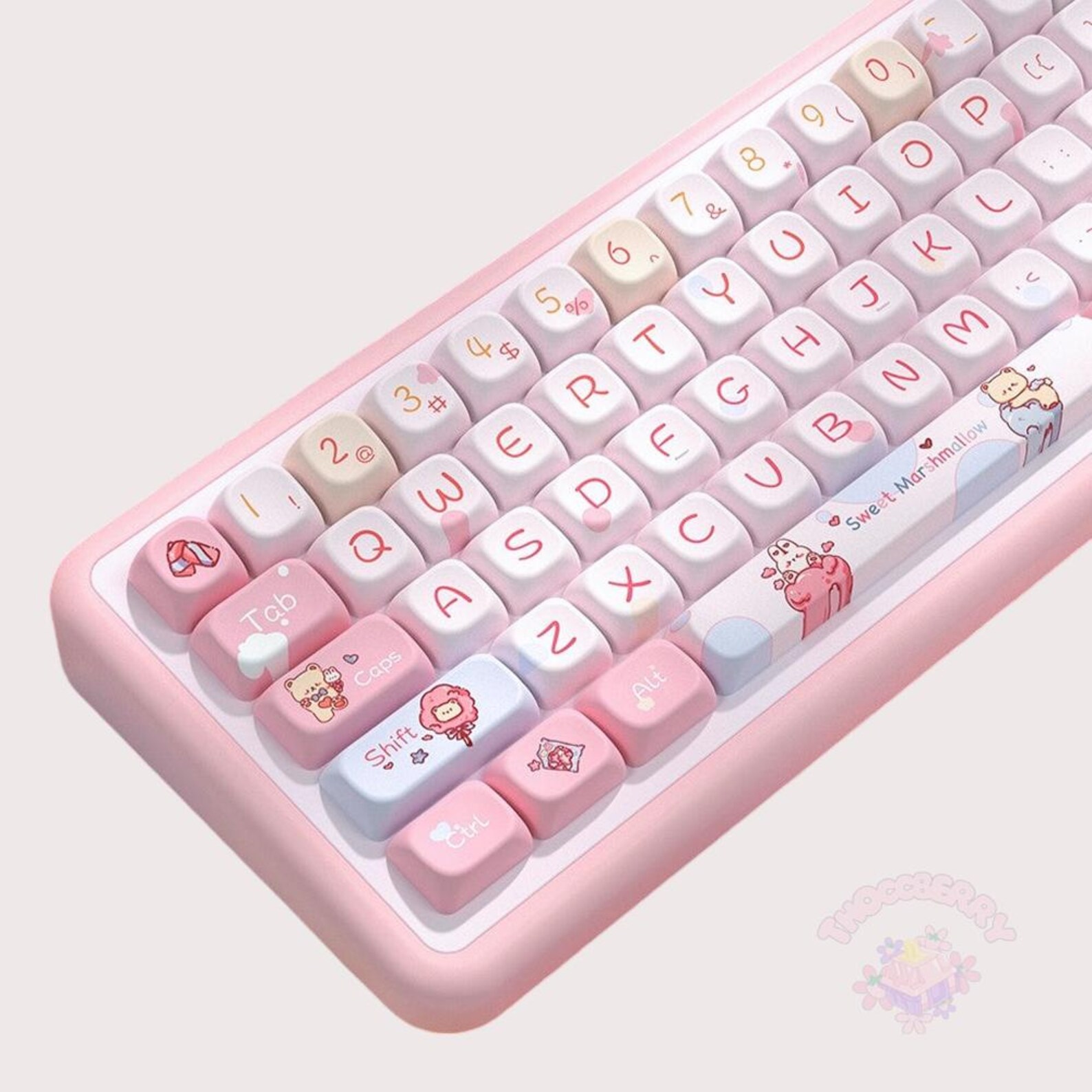 Marshmallow Cute Keycap Set, Cute Pink Girlie Keycaps, MOA Profile ...