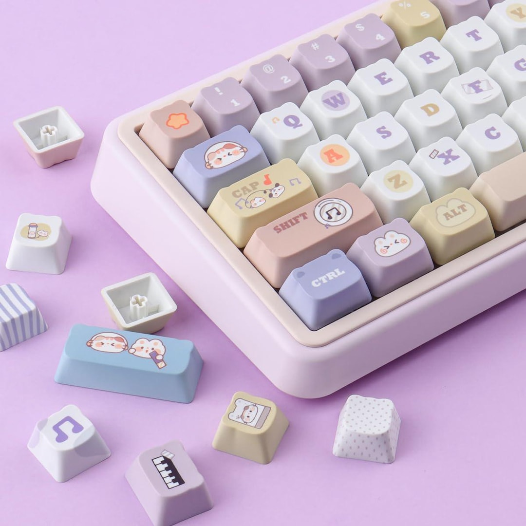 Party Cat Keycap Set, Cute Kawaii Keycaps, MOA Profile Keycaps, PBT ...