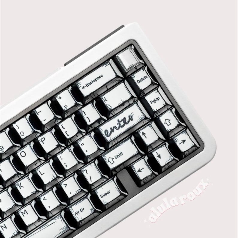White Comic Style Keycap Set, Hand-drawn Cartoon Keycaps, Cherry ...