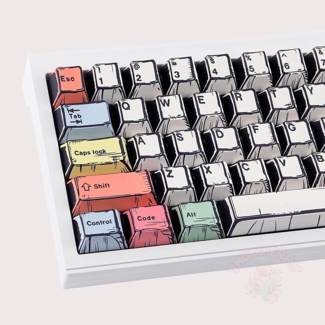 Retro Manga Style Keycap Set, Hand-drawn Cartoon Keycaps, Cherry ...