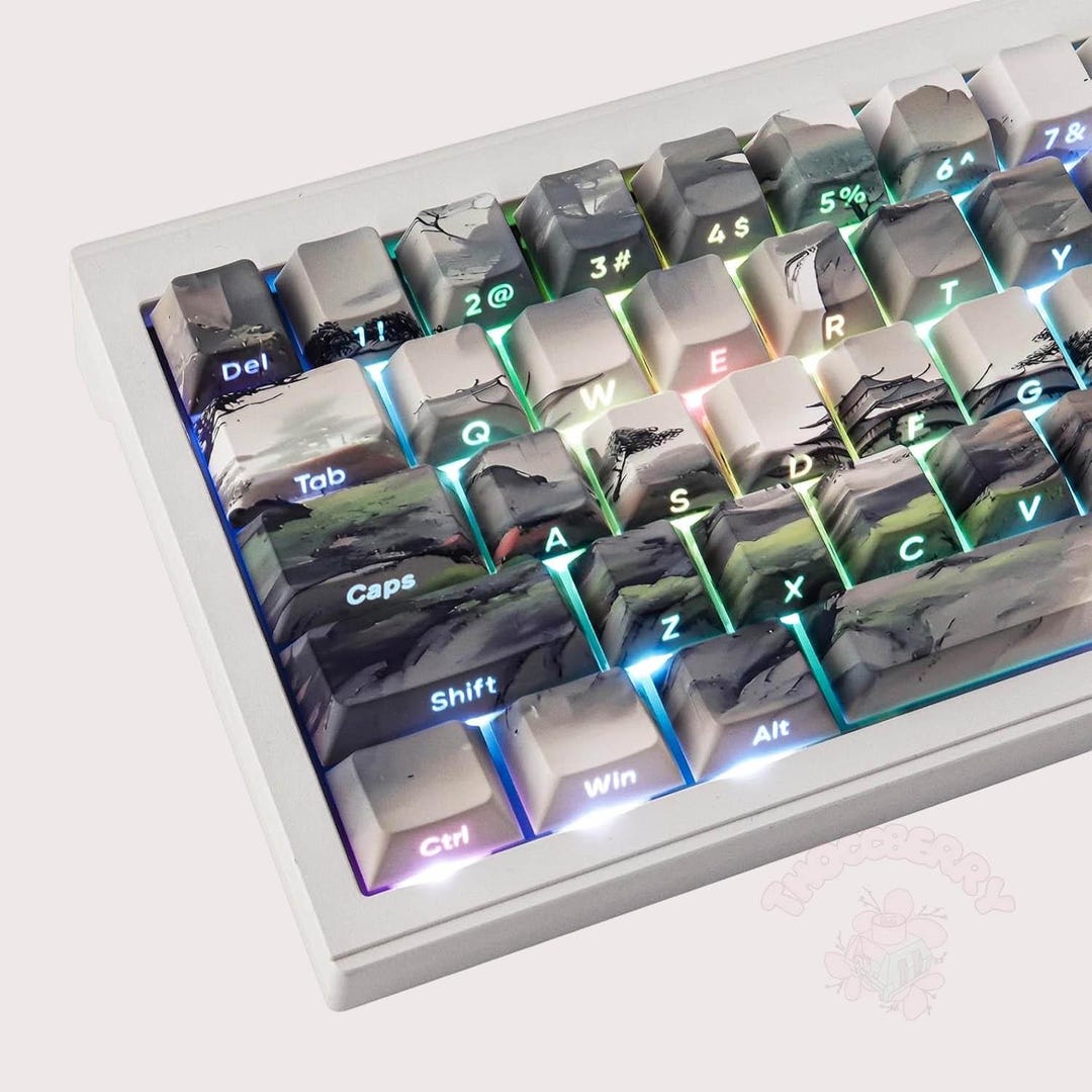 Dusty Skies Side Printed Keycap Set, Gray Sky Keycaps, Cherry Profile ...