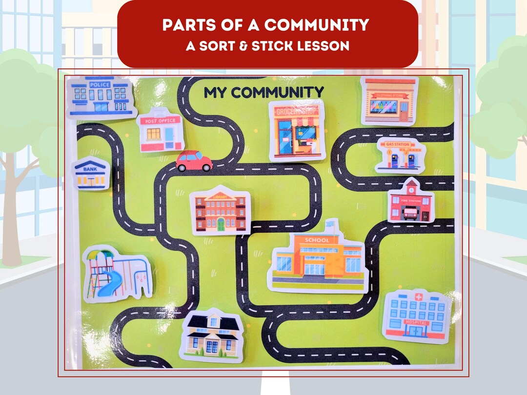 Kindergarten Community Lesson Printable Parts of a Community Preschool ...