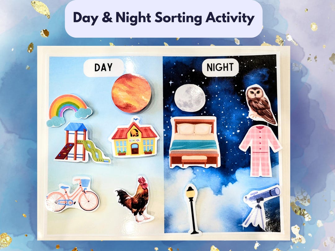 Preschool Activity Night & Day Sorting Matching Cut and Paste Fun Kid ...
