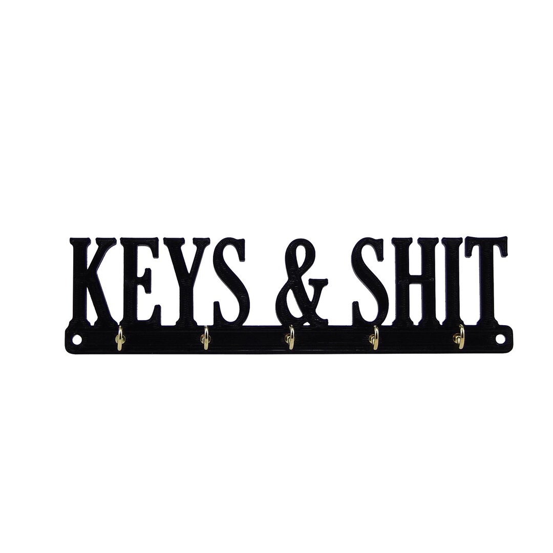 Keys & Shit Funny Wall Key Rack Holder Hanger Entryway Organization ...
