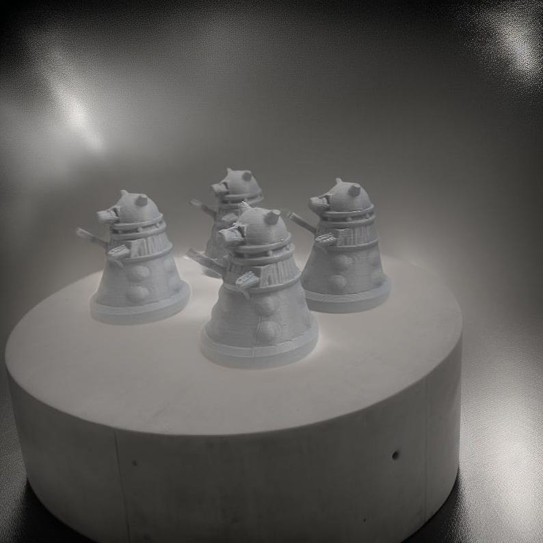 3d Printed Mini Figures Chibi Daleks X4 3d Printed Miniatures - Etsy