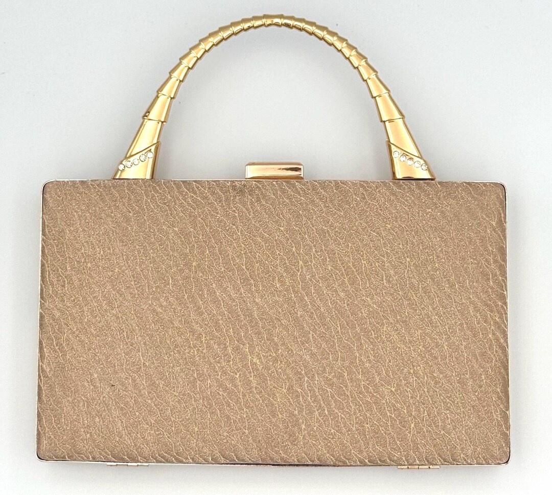 Gold Box Clutch – Elegant Sculpted Handle, Rhinestone Accents - Etsy
