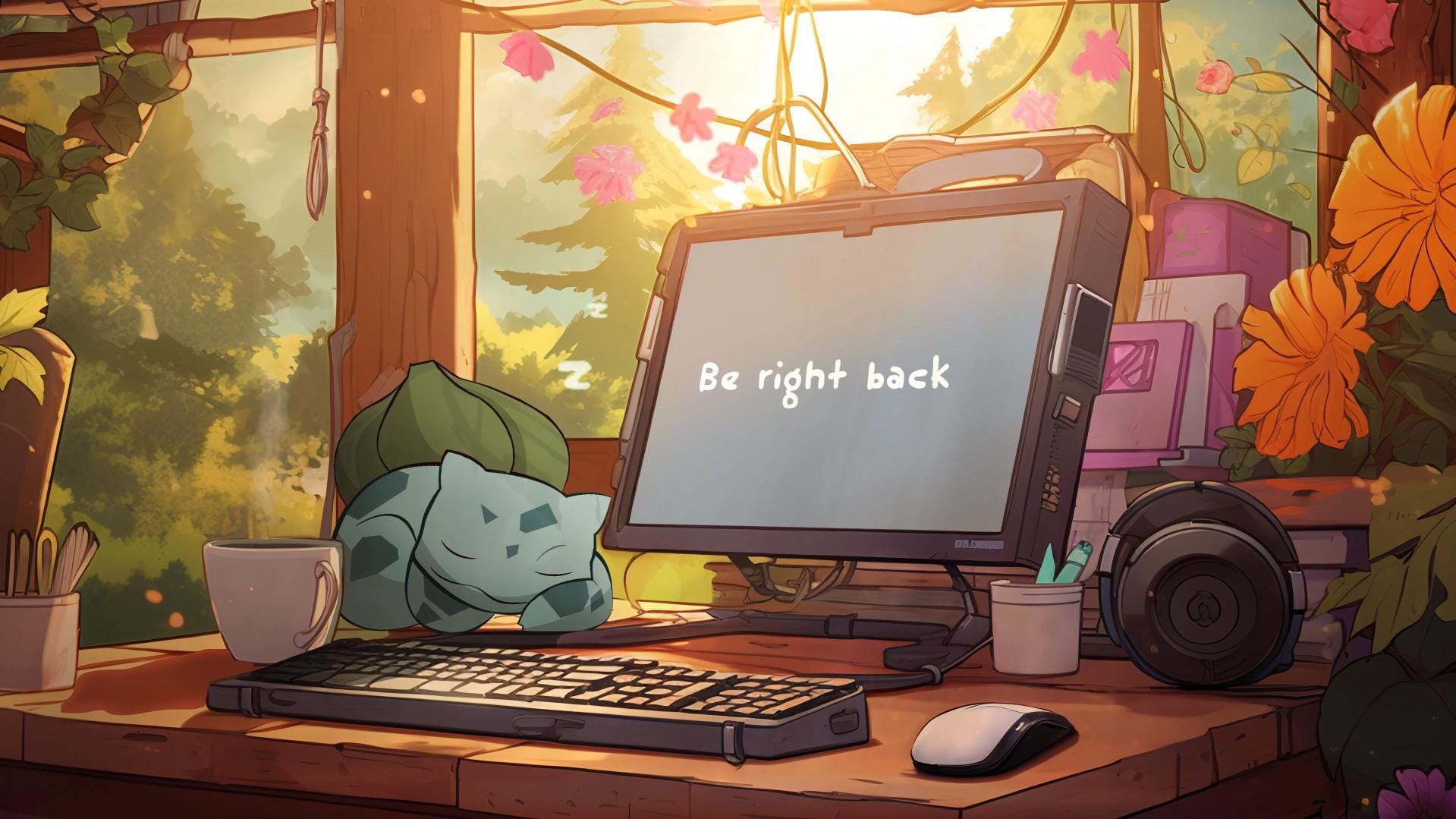 Bulbasaur Animated Lofi Gaming Desk Twitch Scene, Stream Starting Soon ...