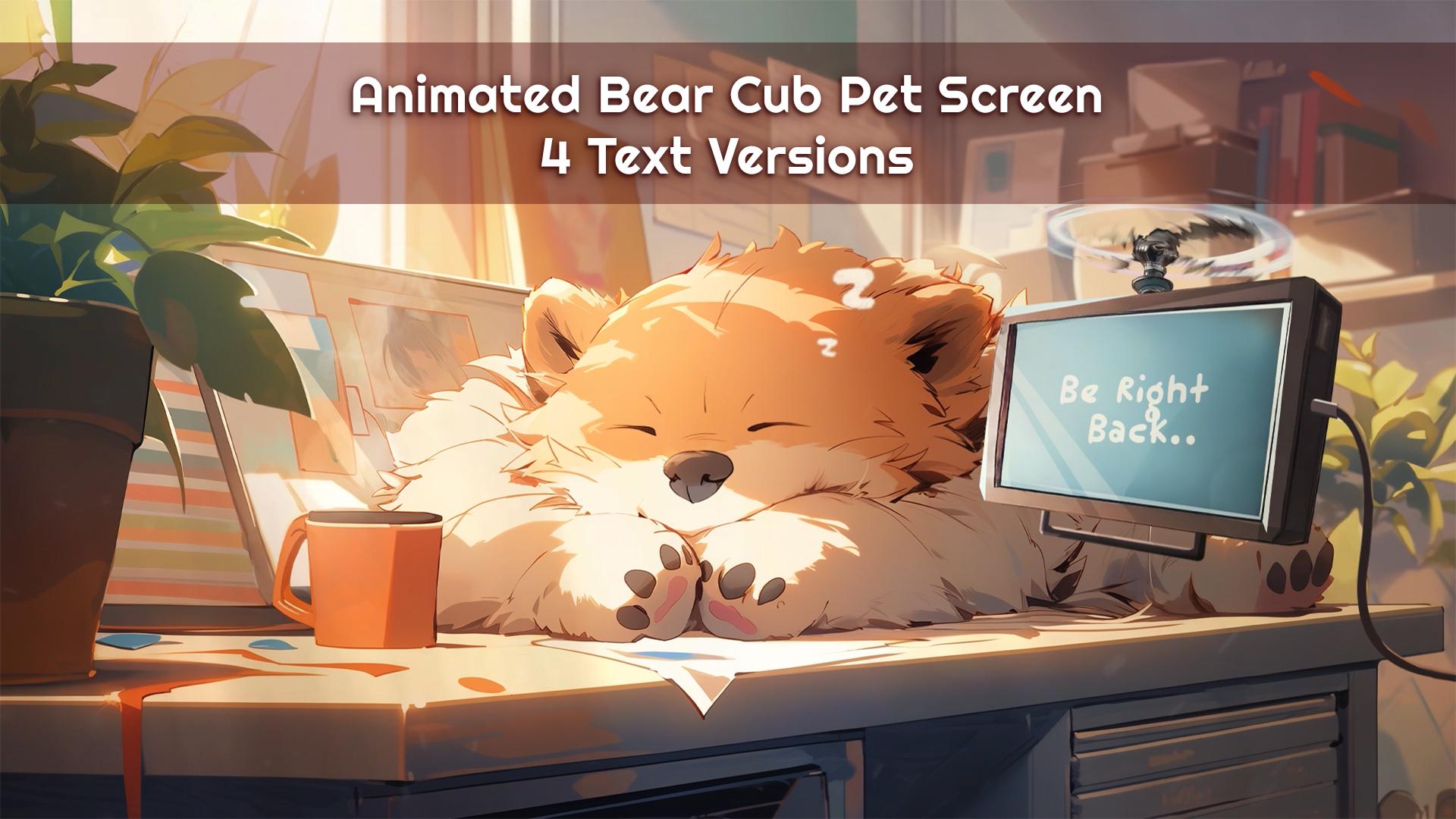 Anime Bear Cub Animated Twitch Screens: Lofi Gaming Desk Scene (MP4 ...