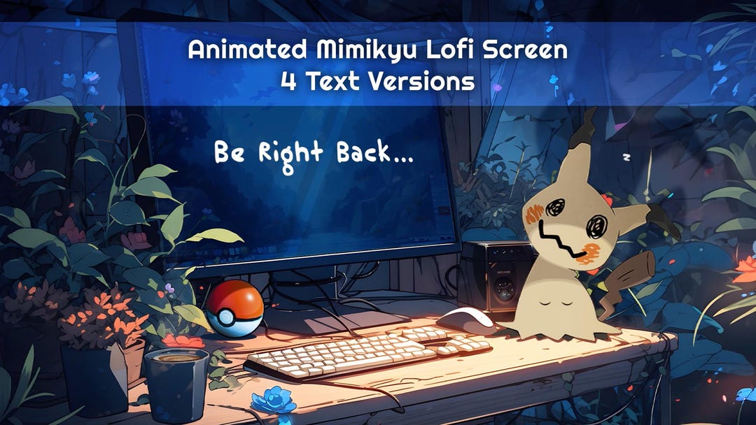 Mimikyu Animated Lofi Twitch Scene, Pokemon Gaming Desk (digital ...