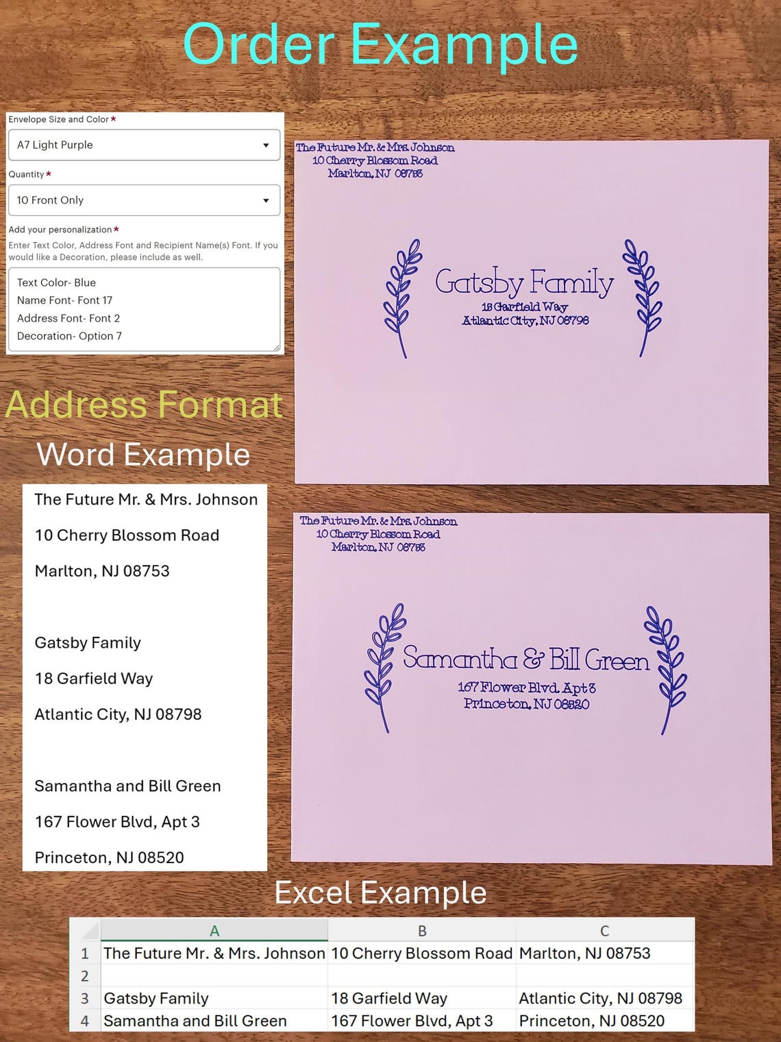 Envelope Printing W/ Custom Font & Colors, Addressed Envelope, A7 5 ...